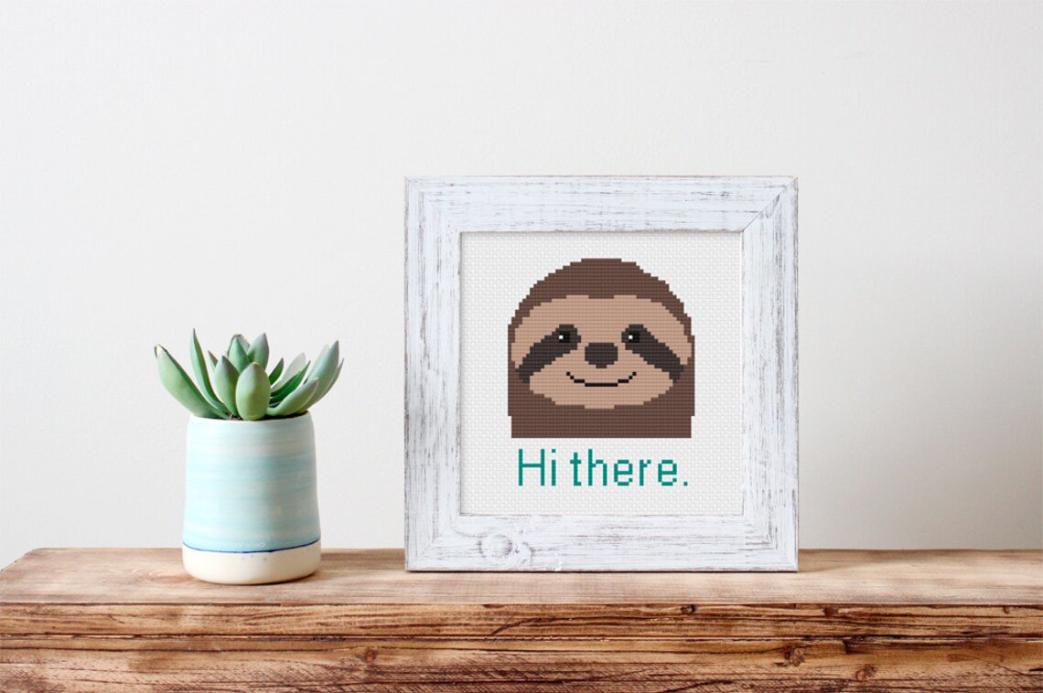 Hi There Sloth Cross Stitch Pattern - Etsy