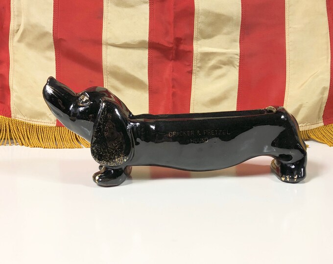 Vintage Ceramic Cracker & Pretzel Hound Serving Tray Black Ceramic Weiner Dog Snack Holder - Etsy