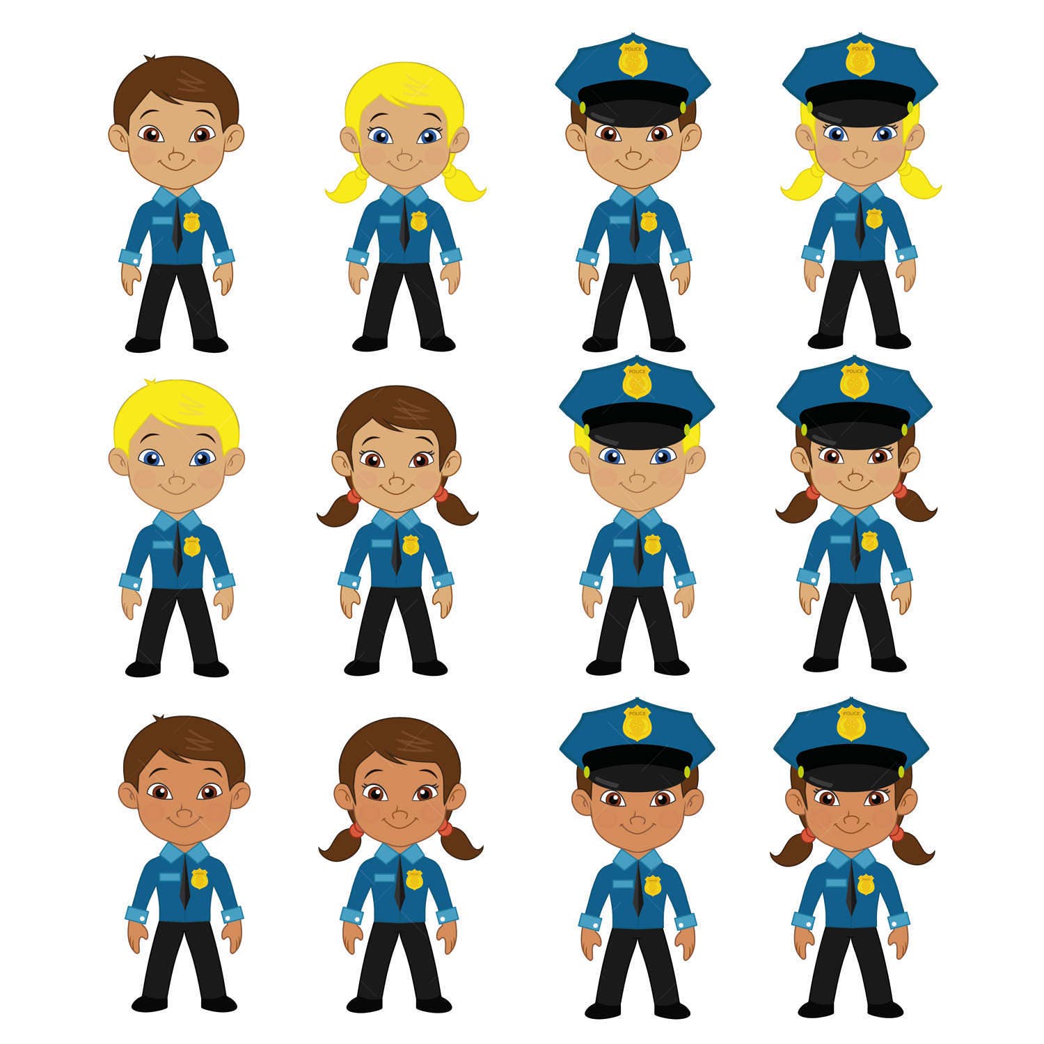 Little Police Clipart Fireman Clipart Fire Engine Clipart X - Etsy