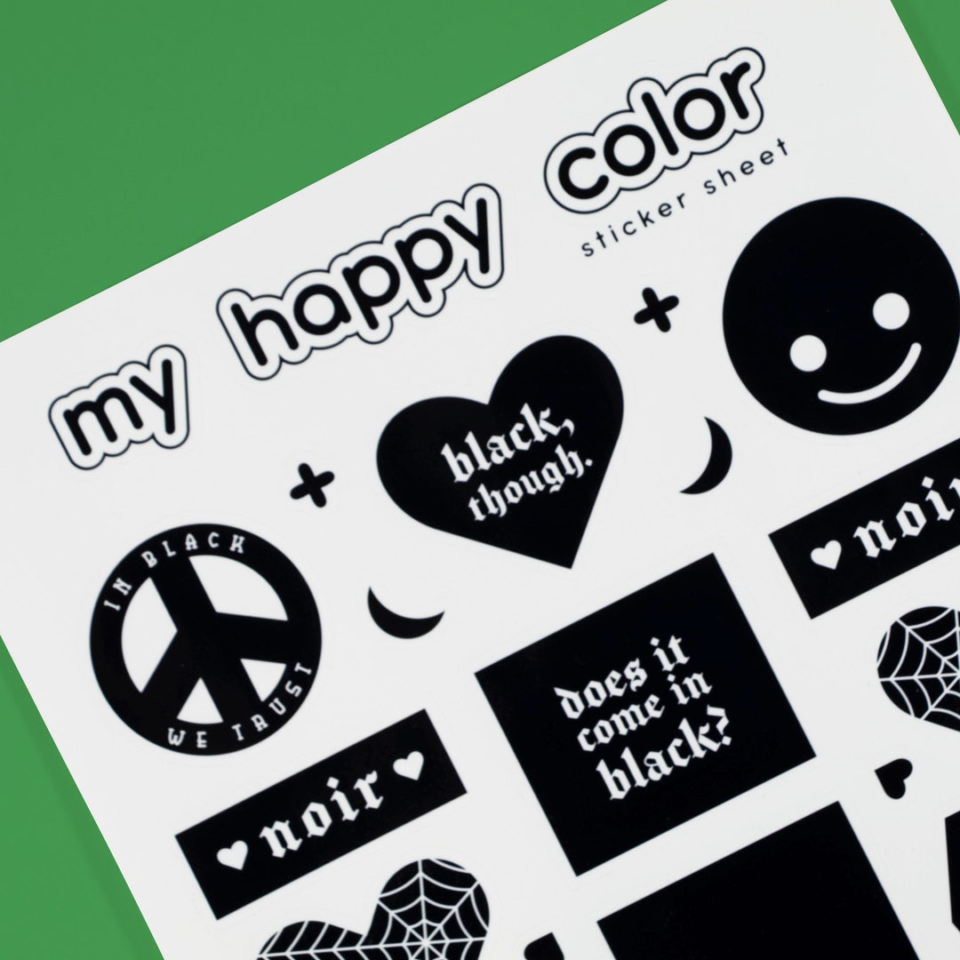 Goth Sticker Sheet Black is My Happy Color - Etsy