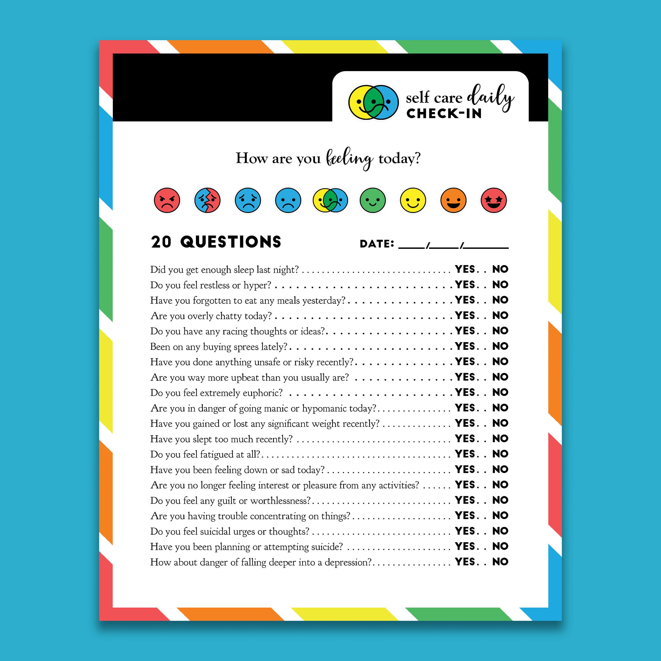 Bipolar Disorder Mood Tracker Printable includes Self Care - Etsy Bipolar Disorder Mood Tracker Printable includes Self Care - Etsy
