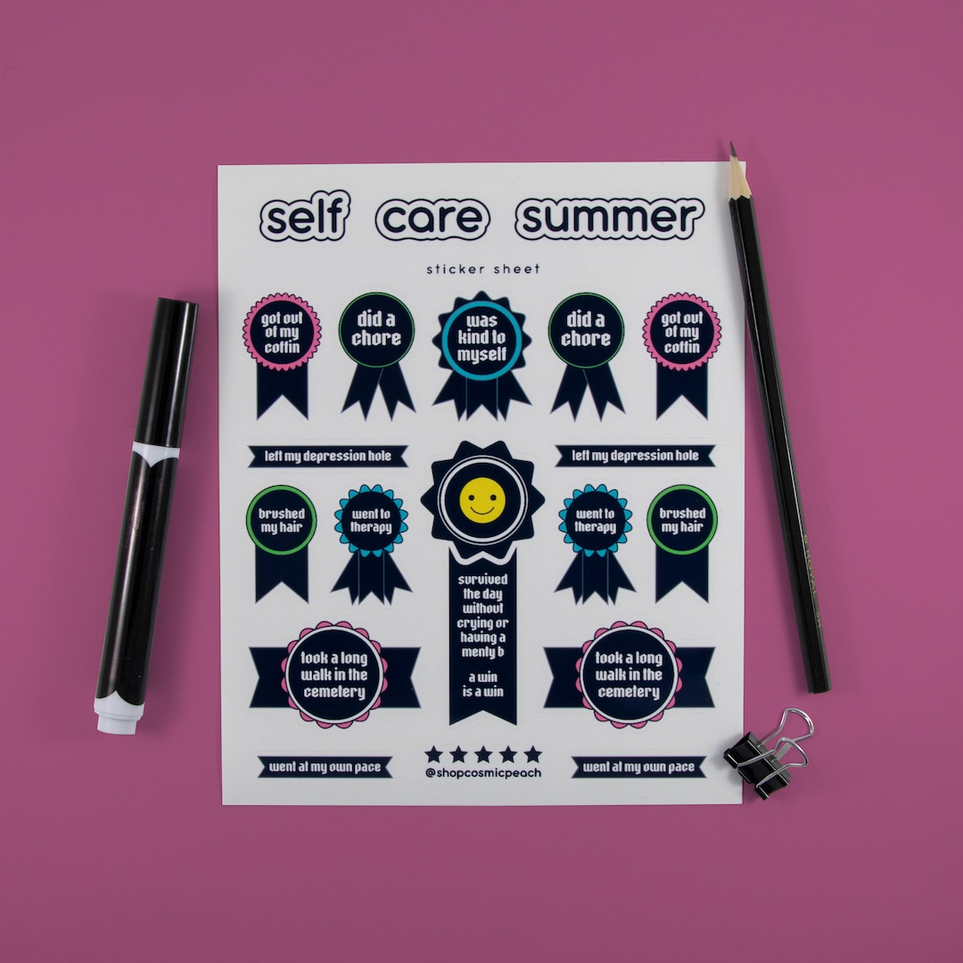 Cute Goth Mental Health Sticker Sheet Weird Emo Goth Stickers Adulting ...