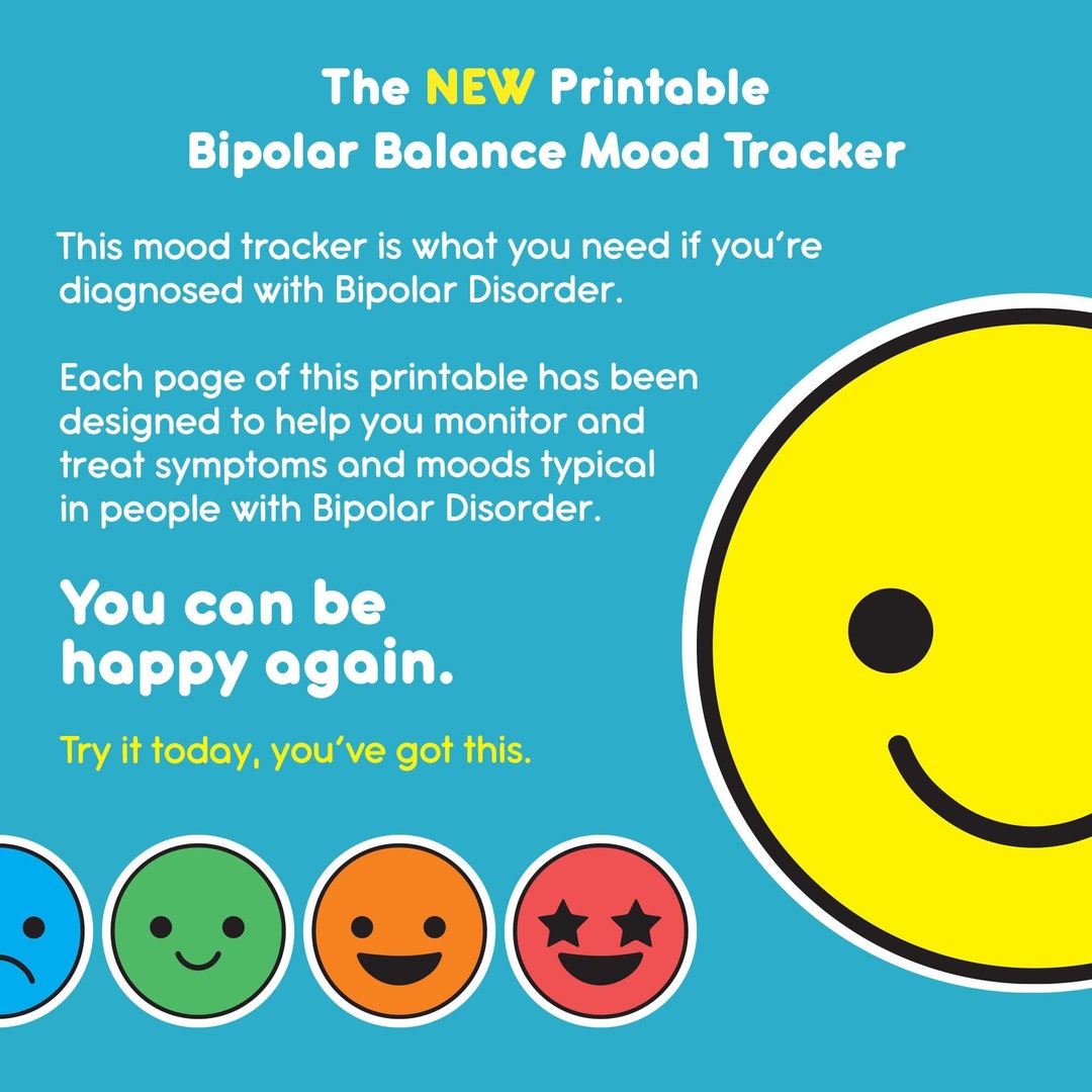 Bipolar Disorder Mood Tracker Printable includes Self Care, Triggers ...