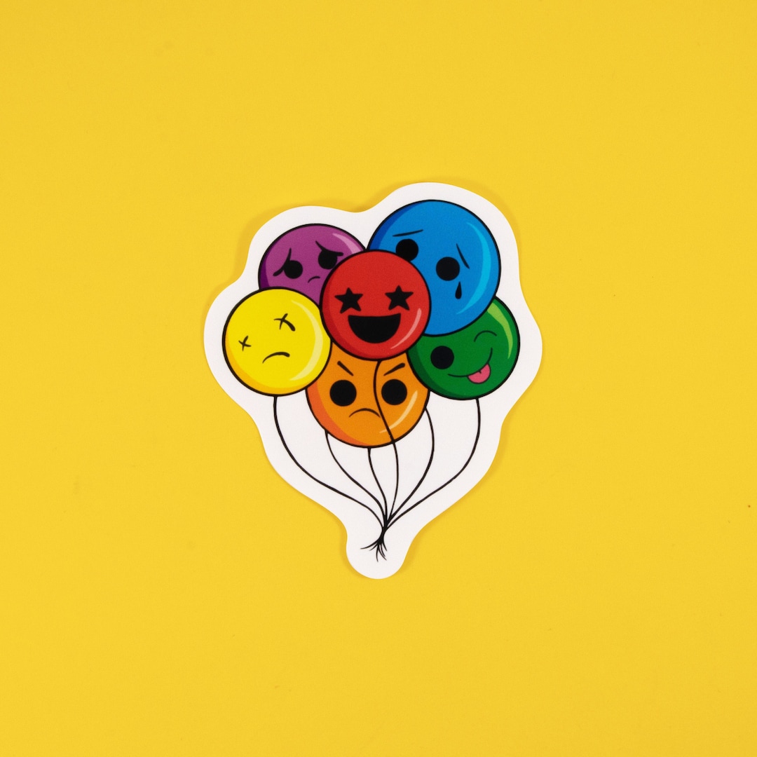 Bipolar Sticker Cute Moody Emoji Face Bipolar Balloons Mental Health ...