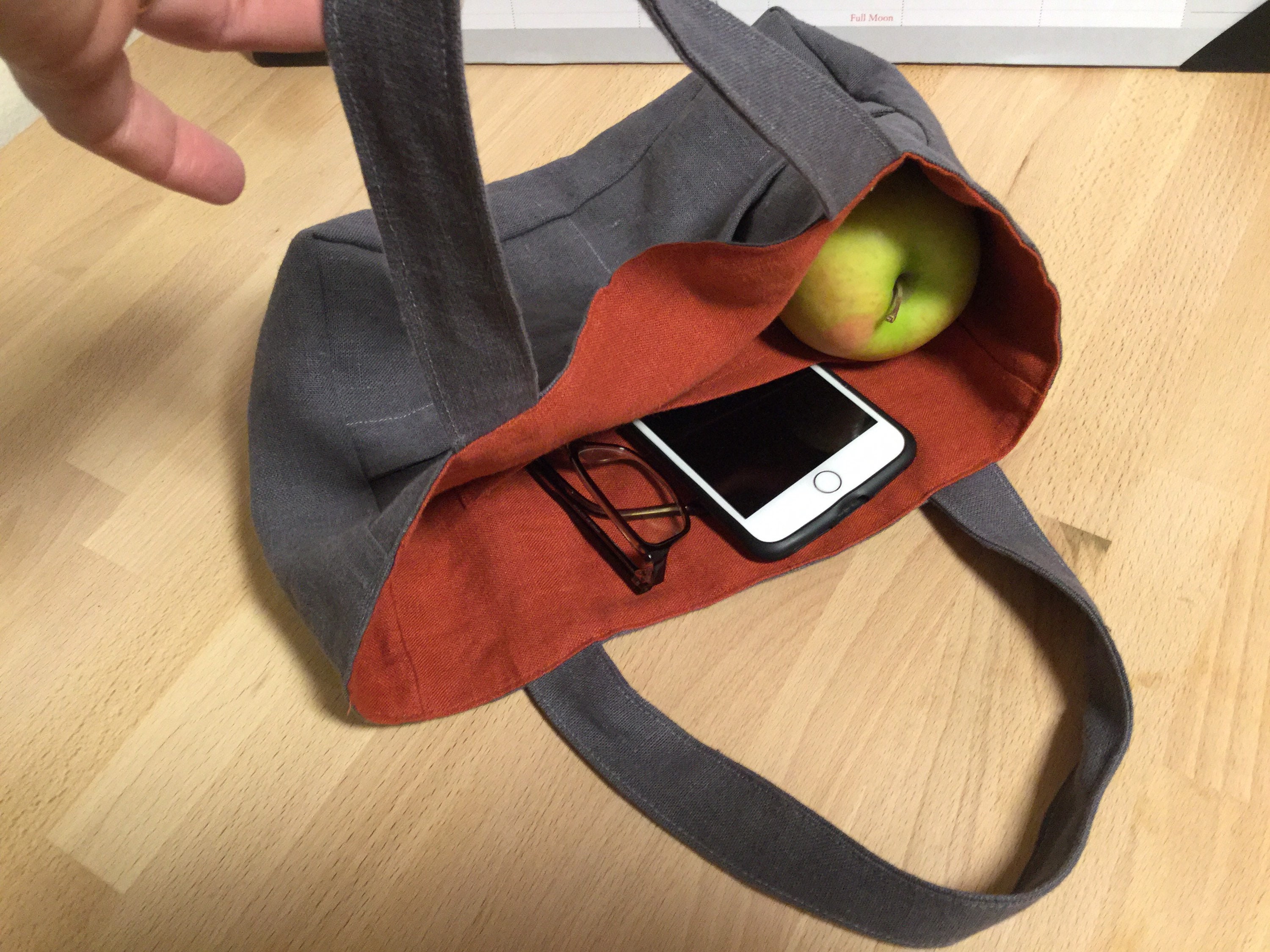 Small Linen Tote Bag With Two Pockets Handmade Linen Bag With - Etsy