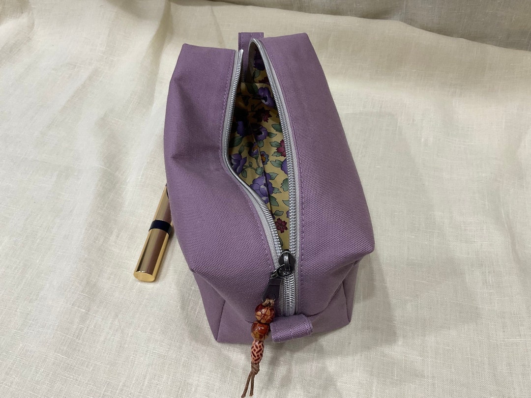 Linen Cosmetic Bag for Makeup and Toiletries, Zipper Pouch for Daily ...