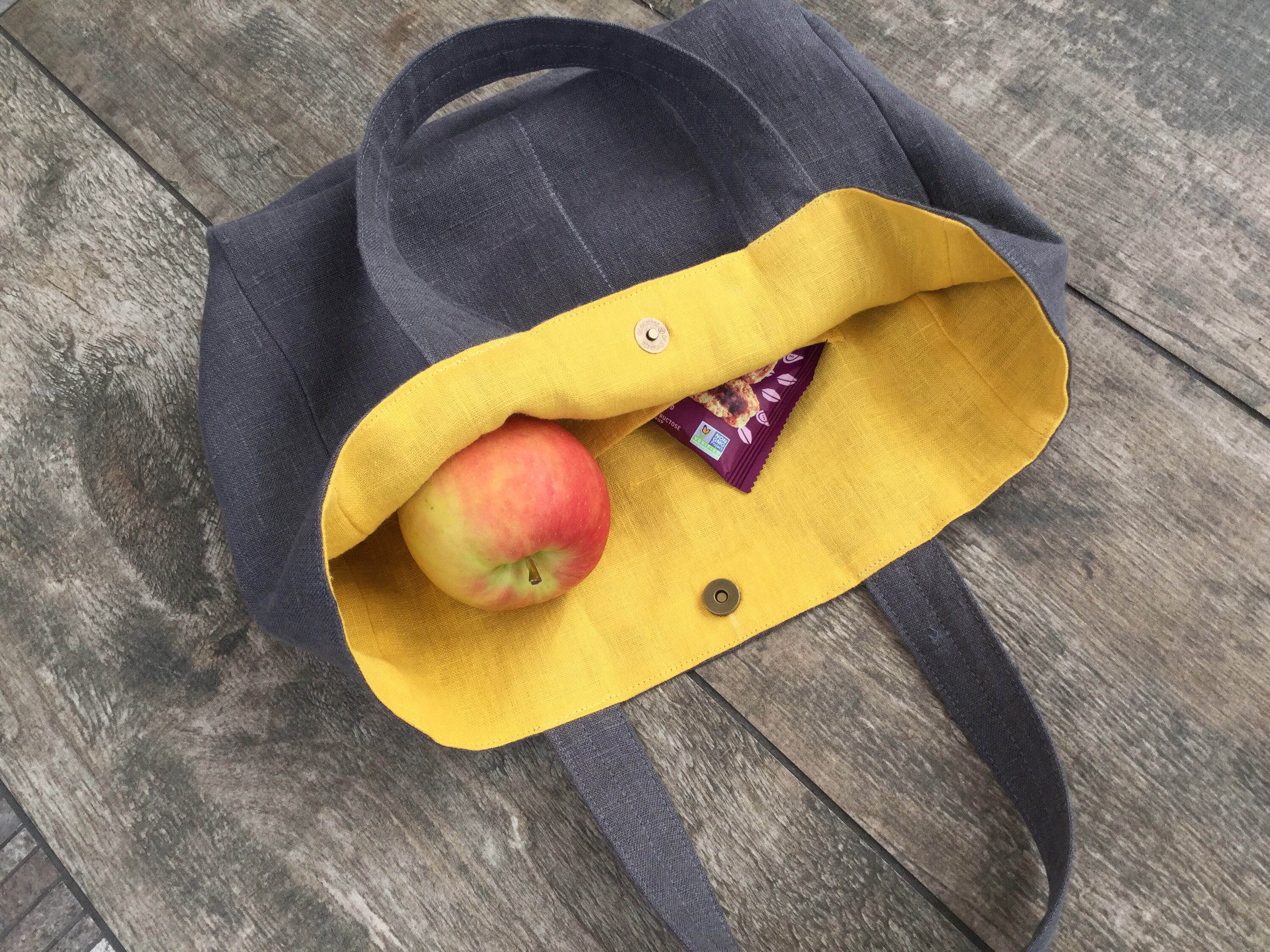 Small Linen Tote Bag With Two Pockets Handmade Linen Bag With - Etsy