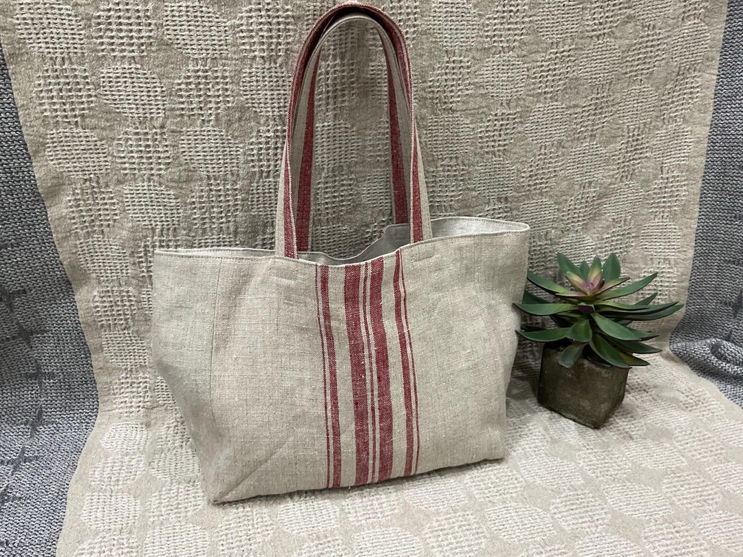 Small Linen Bag, Rustic Linen Handbag With Pocket, Linen Shopping Bag ...