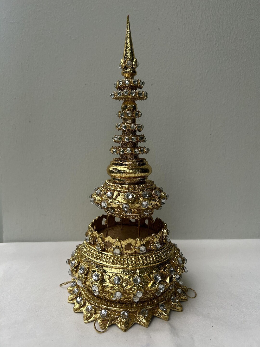 Thai Dance Gold Crown Headdress White Crystal for Thai Costume - Etsy