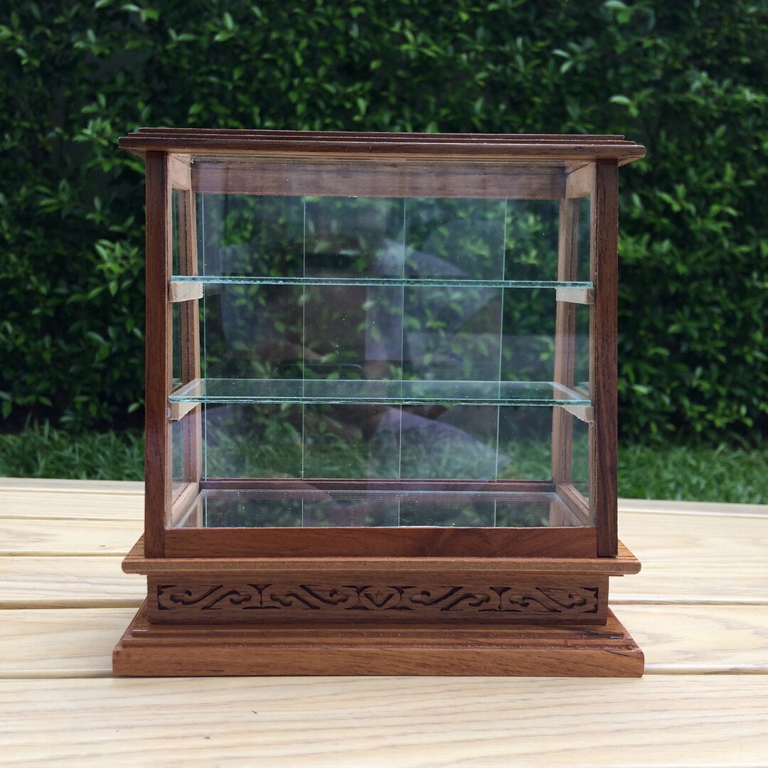 Mini Wood Cabinet Glassed Shelf Display for Mini Cake Miniature ...