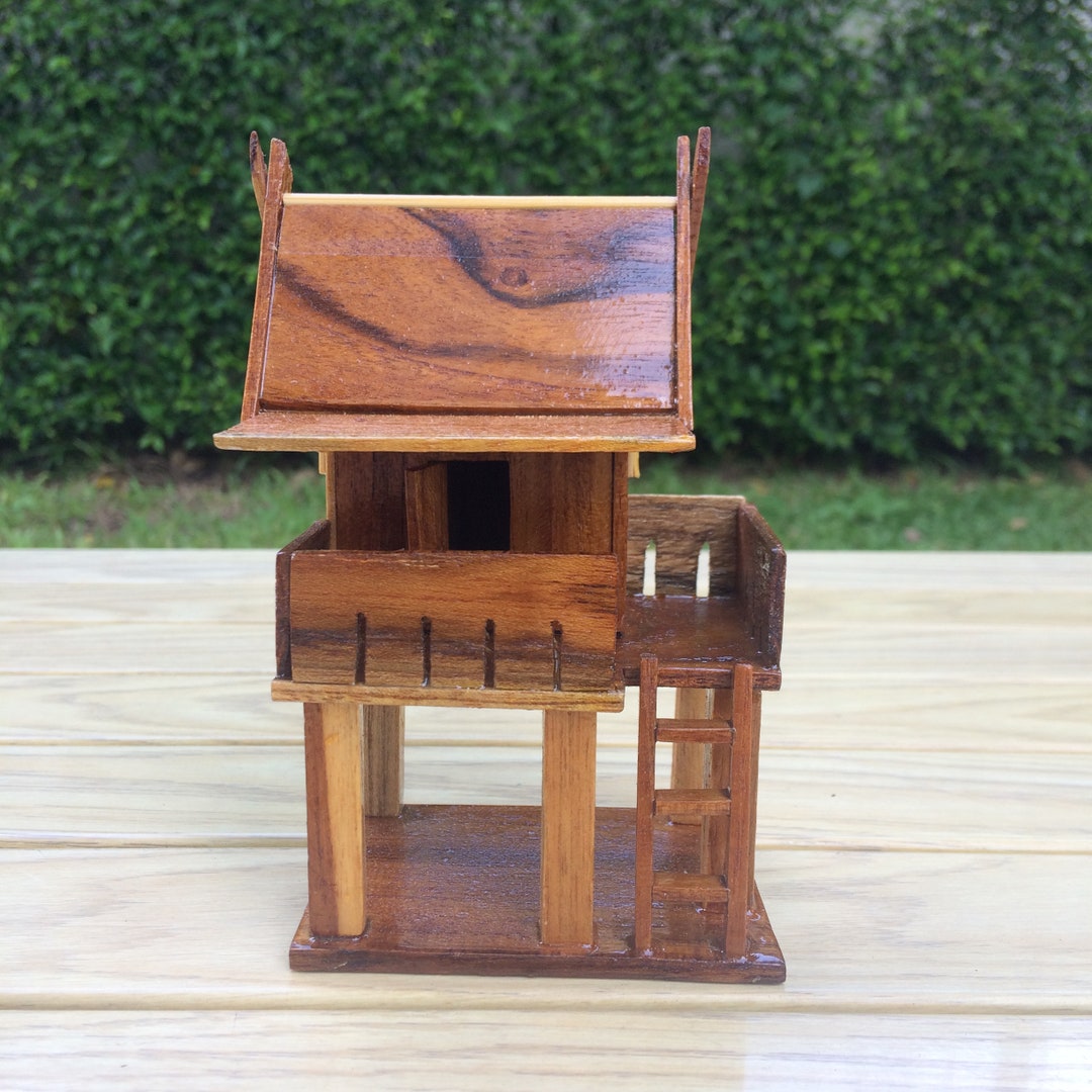 Mini Traditional Thai House Model, Wooden House, Thai Spirit House ...