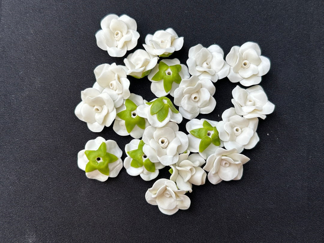 Mini Clay Rose Flower Beads With Hole for Jewelry Making, Garland, DIY ...