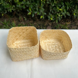 Pack of 4 Woven Bamboo Sticky Rice Box, Bamboo Storage Box 3 Inches - Etsy