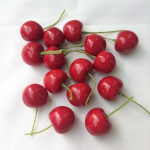 15 PCS Fake Red Cherries Artificial Fruit for Display, Kitchen Decor ...
