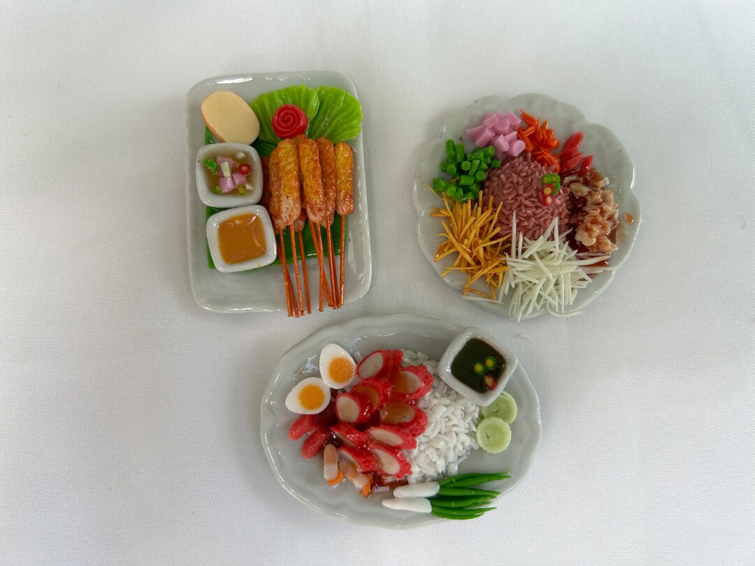 Set of 3 Miniature Thai Food Dollhouse Miniature - Etsy