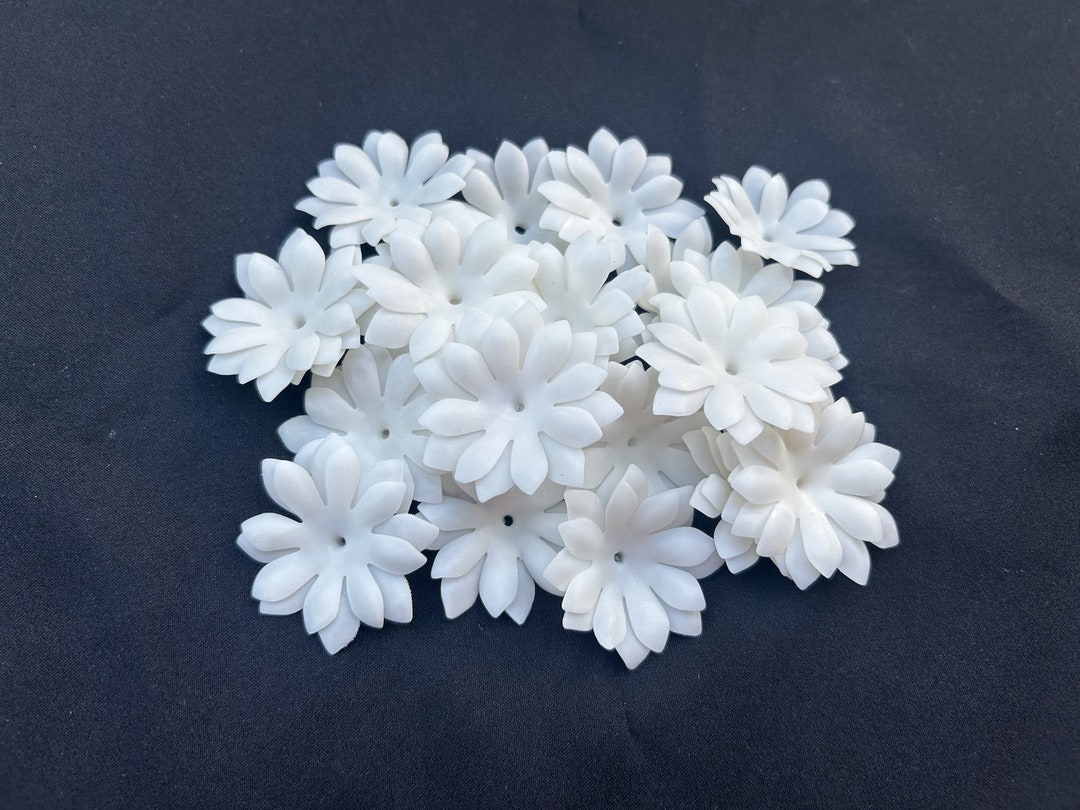 25 PCS White Clay Two-layer Flower for Jewelry Making, Hair Accessories ...
