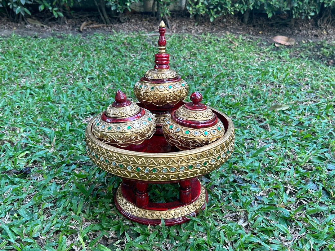 Wood Betel Nut Tray Set 4 Pieces Thai Handicraft - Etsy