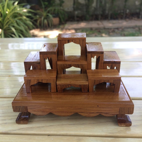 Mini Altar Wood Tables Buddha Worship Set of 9 Miniature - Etsy