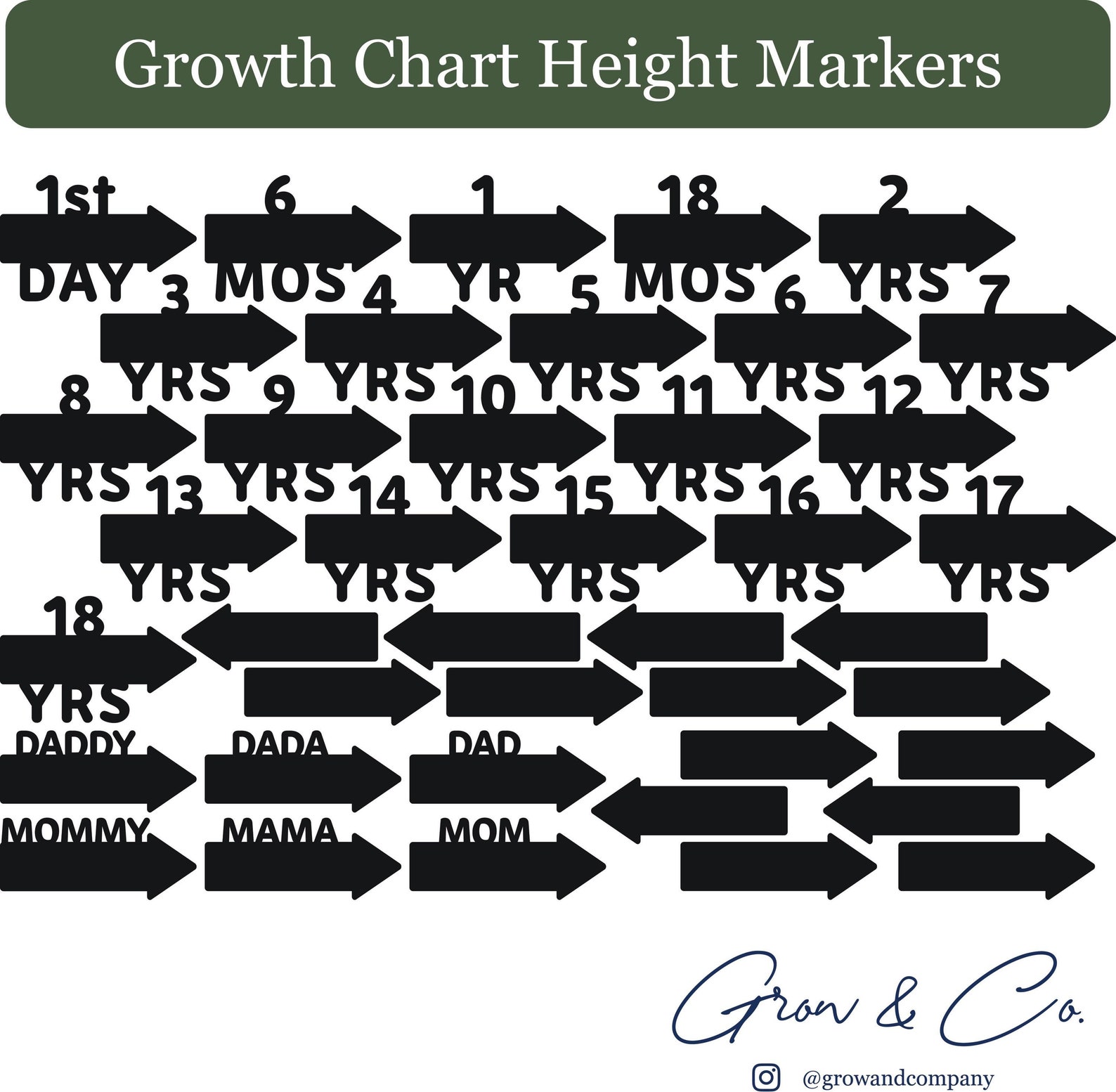 Marker Arrows | Height Markers Arrows for Growth Chart | Growth Chart ...