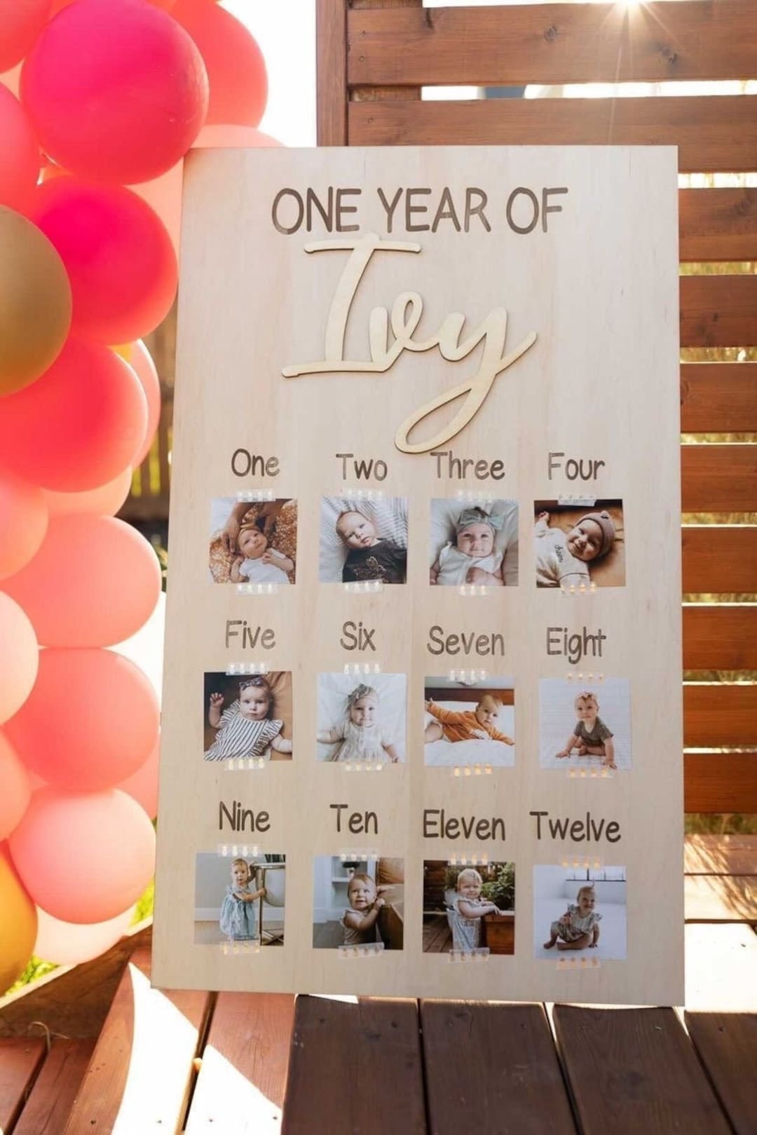 First Birthday Photo Board | Cake Smash Decor Sign | First Birthday ...