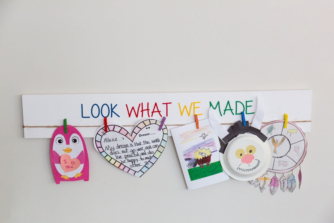 3D Kids Craft Look What I Made Sign Kids Art Display Signs Playroom ...