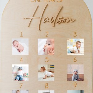 Arched First Birthday Photo Board | One Year Baby Board | Picture Board ...