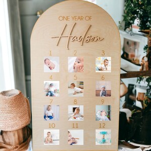 Arched First Birthday Photo Board | One Year Baby Board | Picture Board ...