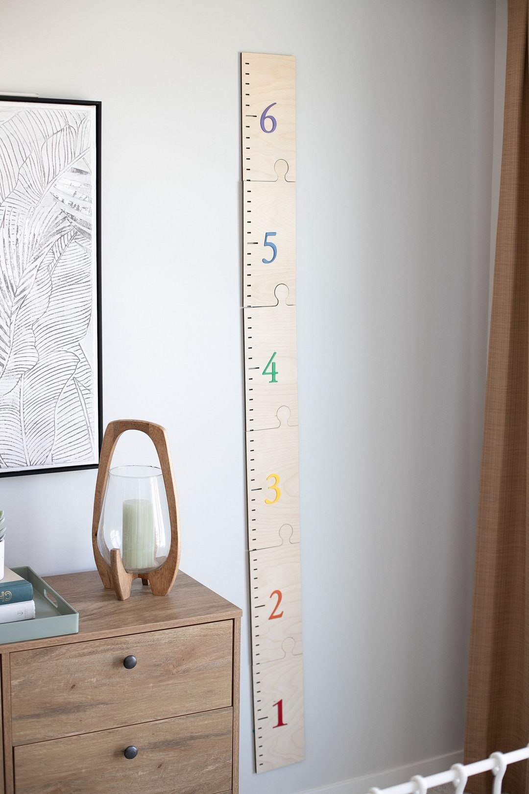 Rainbow Puzzle Growth Chart Ruler 3D | Playroom Decor | Wooden Puzzle ...