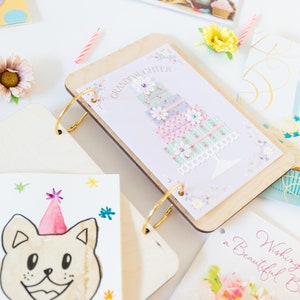 Birthday Card Keeper Book | Keepsake Card Holder | Wood Greeting Card ...