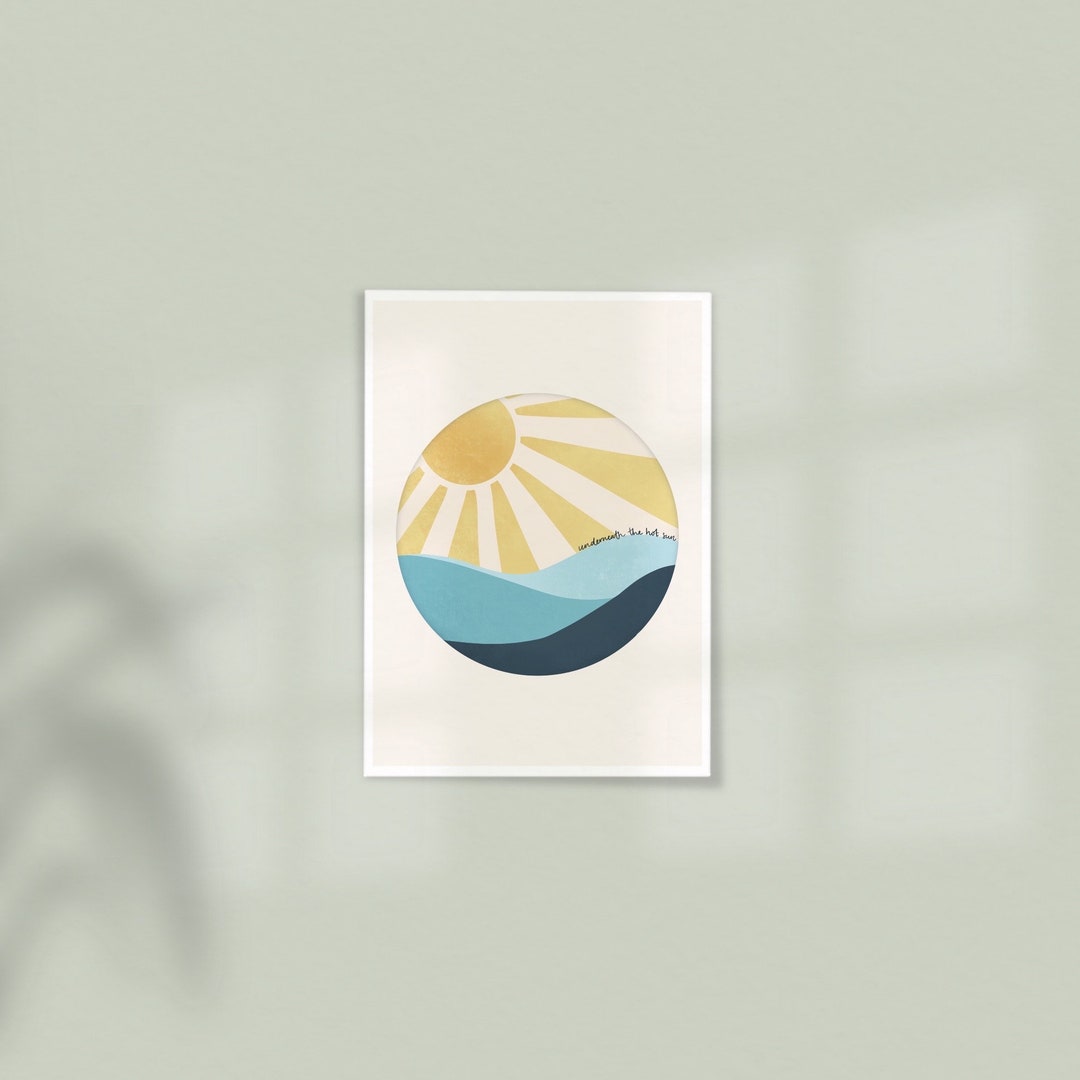 Song Lyric Poster Underneath the Hot Sun Print Wall Art Simple Line ...