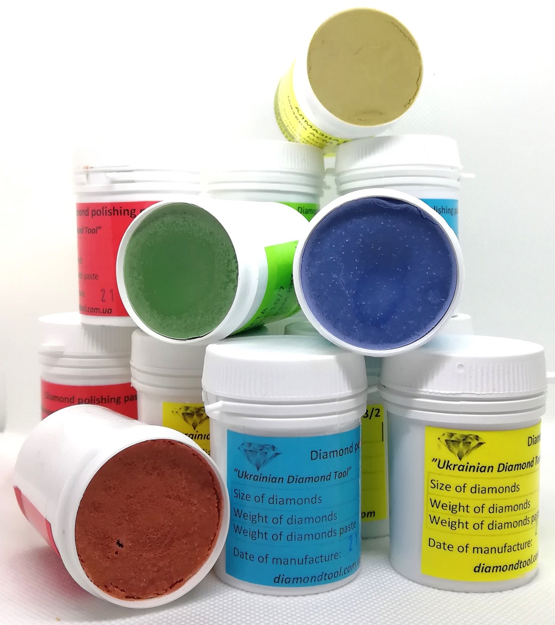 14 Bottles Water-based 40 Gram Diamond Polishing Pastes Compound 0.25 ...