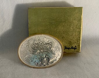 Vintage Belt Buckle Sterling Silver Plate Montana Silversmiths Western ...