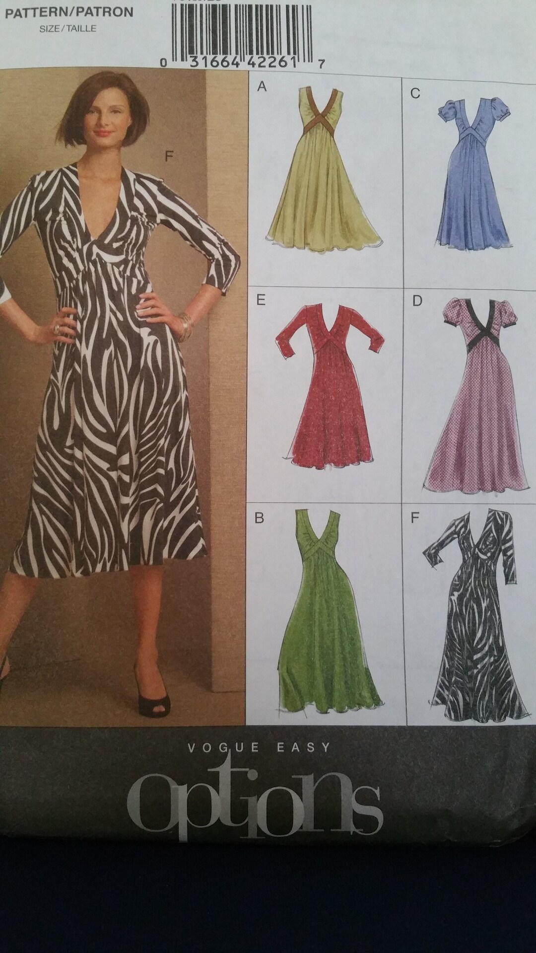 Uncut Vogue Pattern V8489, 8489, Vogue Easy Options, Dress, Size 8 ...