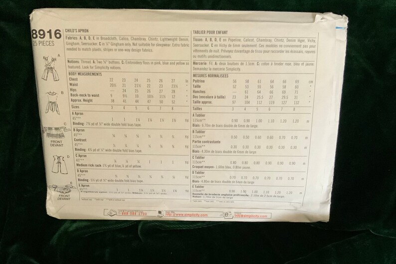 Vintage Uncut Simplicity Crafts Pattern 8916 Girls Aprons | Etsy