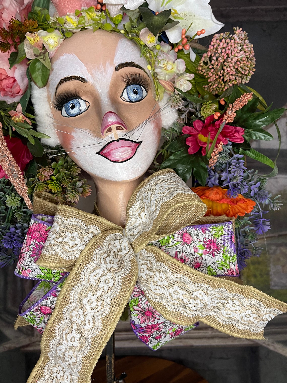 Easter Bunny Rabbit Hand Painted Mannequin Head Easter - Etsy