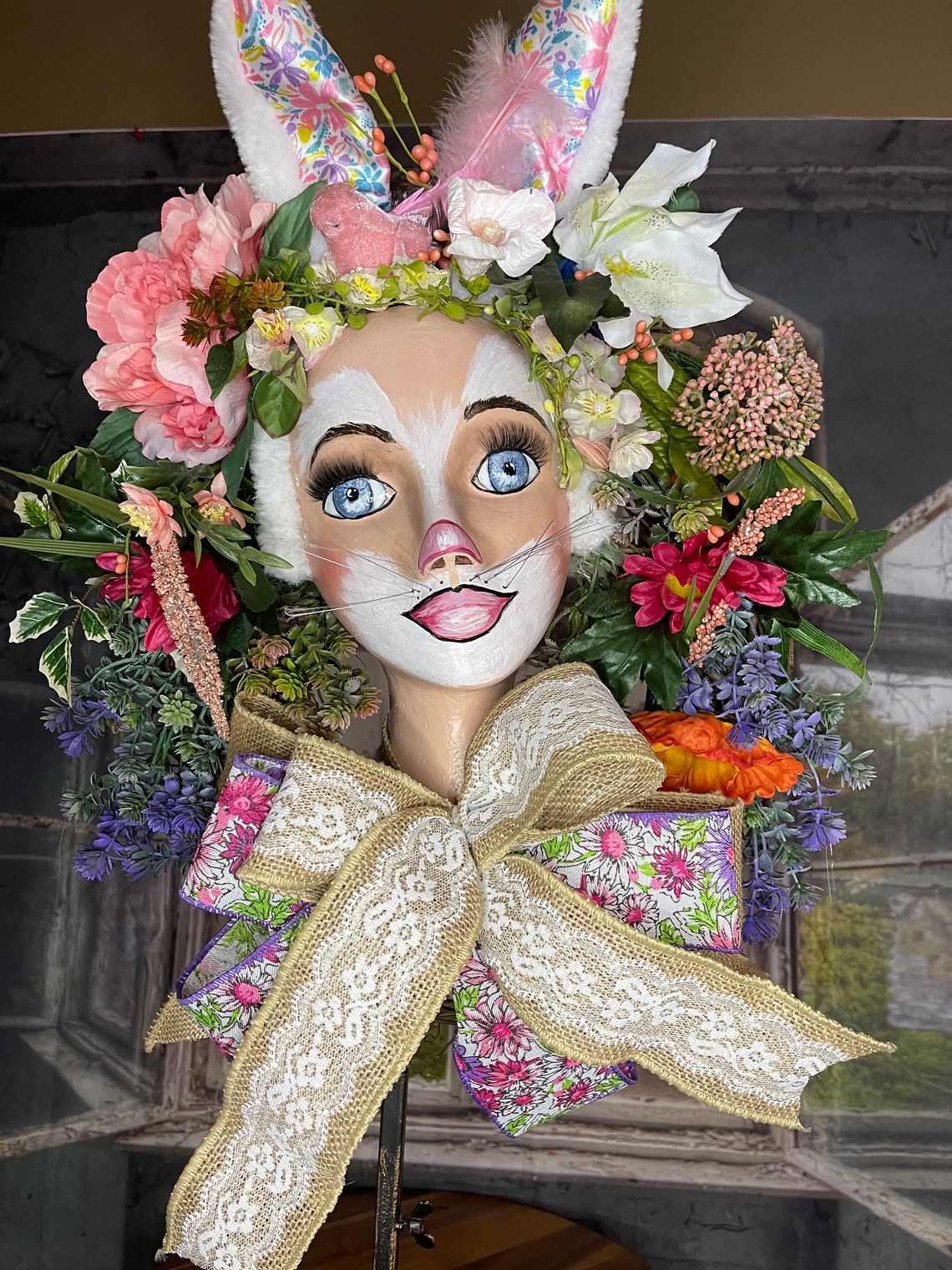 Easter Bunny Rabbit Hand Painted Mannequin Head Easter - Etsy