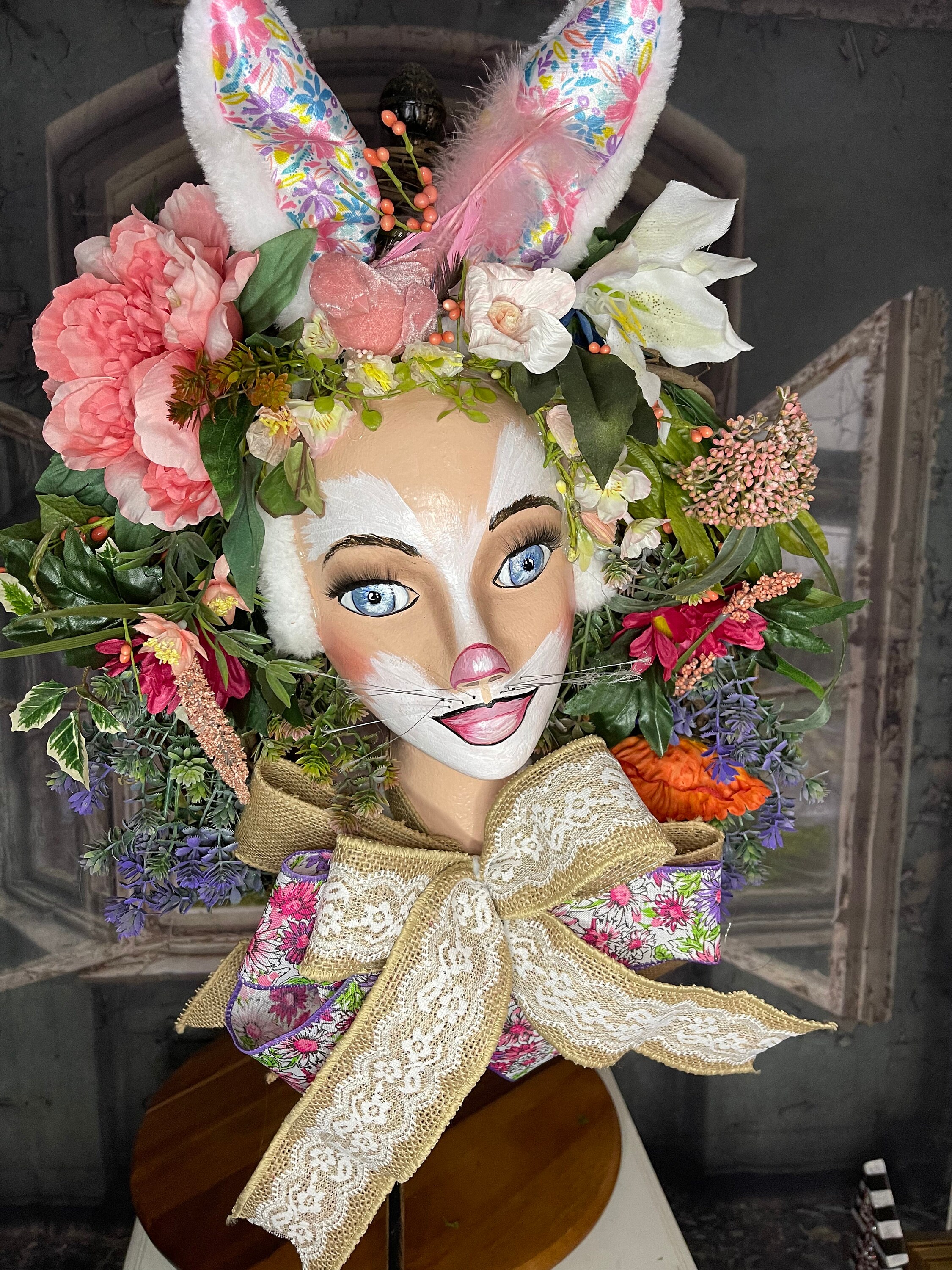 Easter Bunny Rabbit Hand Painted Mannequin Head Easter - Etsy