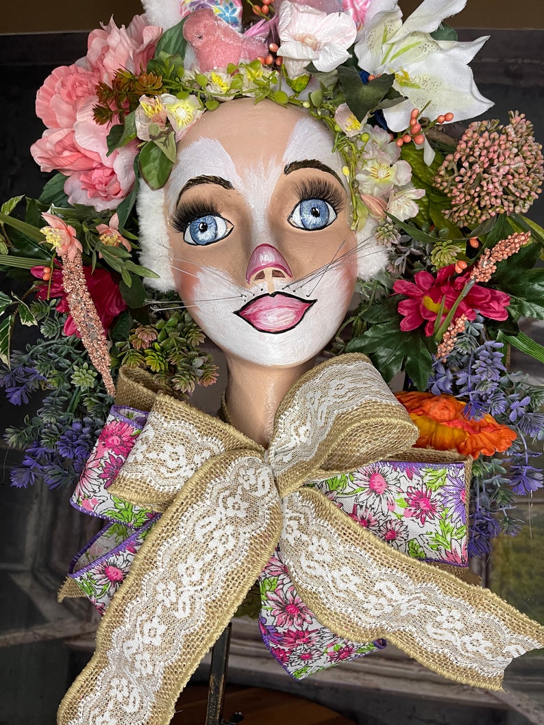 Easter Bunny Rabbit Hand Painted Mannequin Head Easter - Etsy