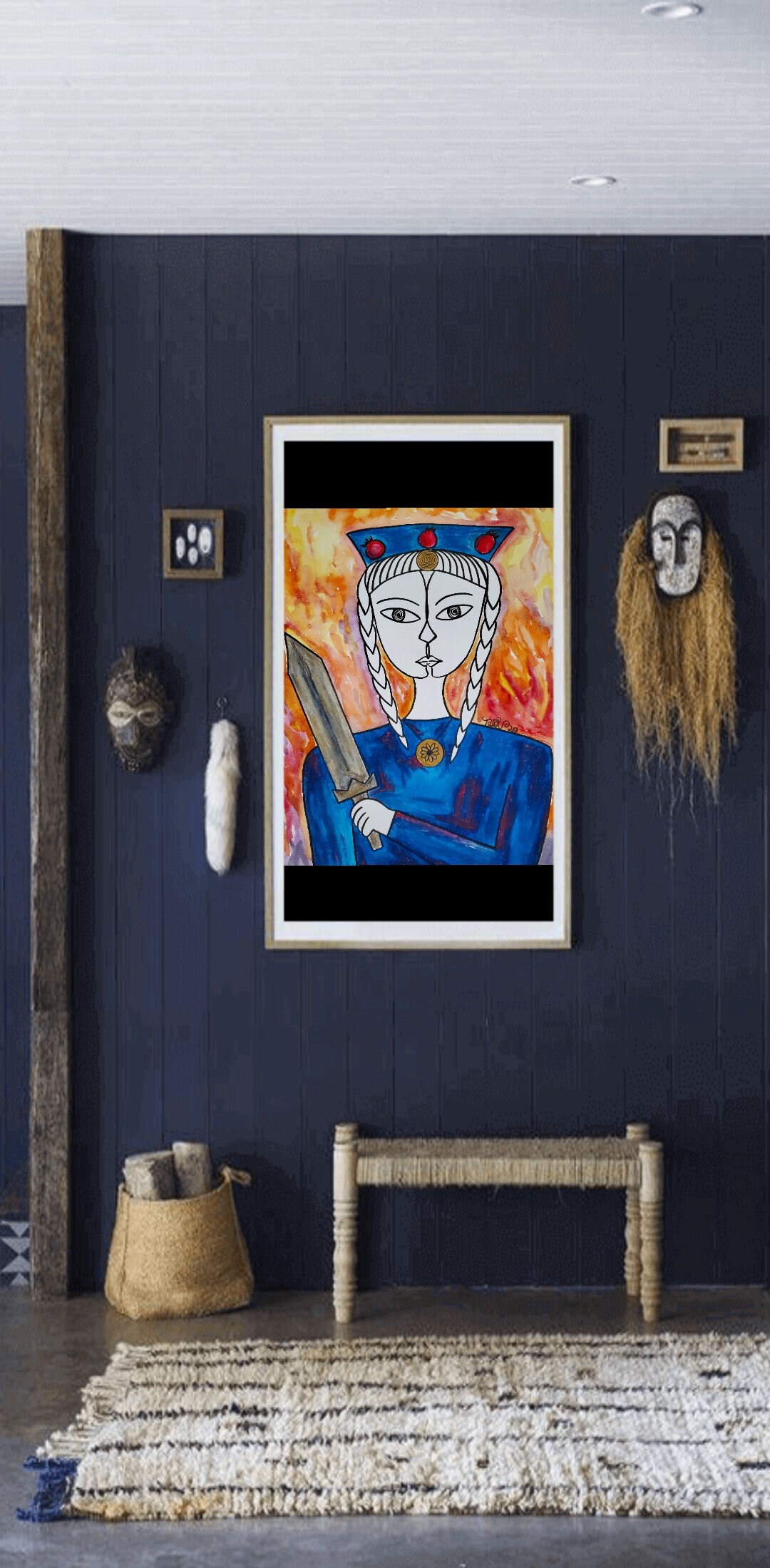 Nane (Նանե) Armenian Goddess, Watercolor and Oil Pastel on Paper ...