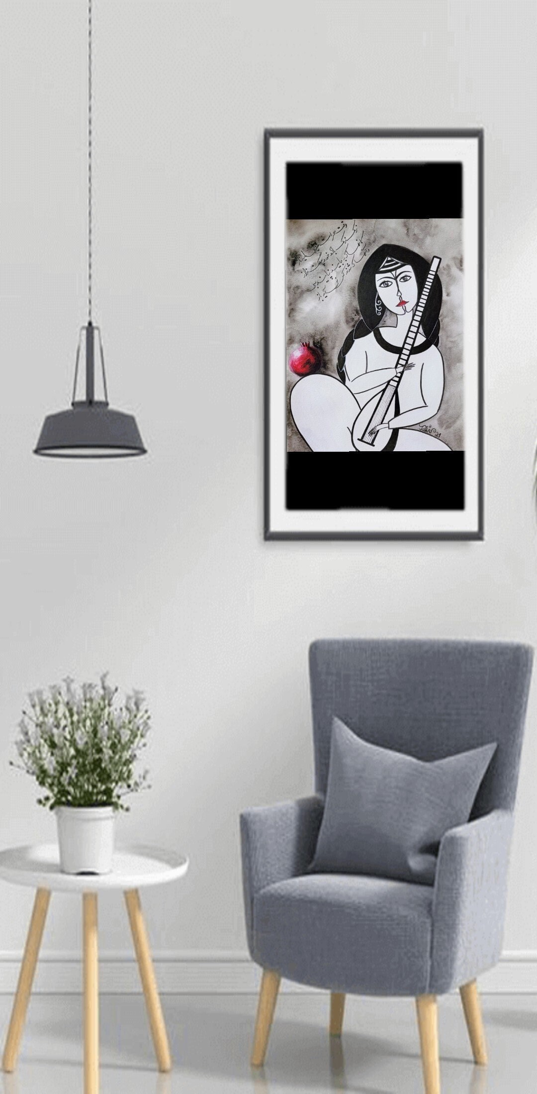 Yalda 2021, Persian Art, Persian Painting, Watercolor and Oil Pastel on ...