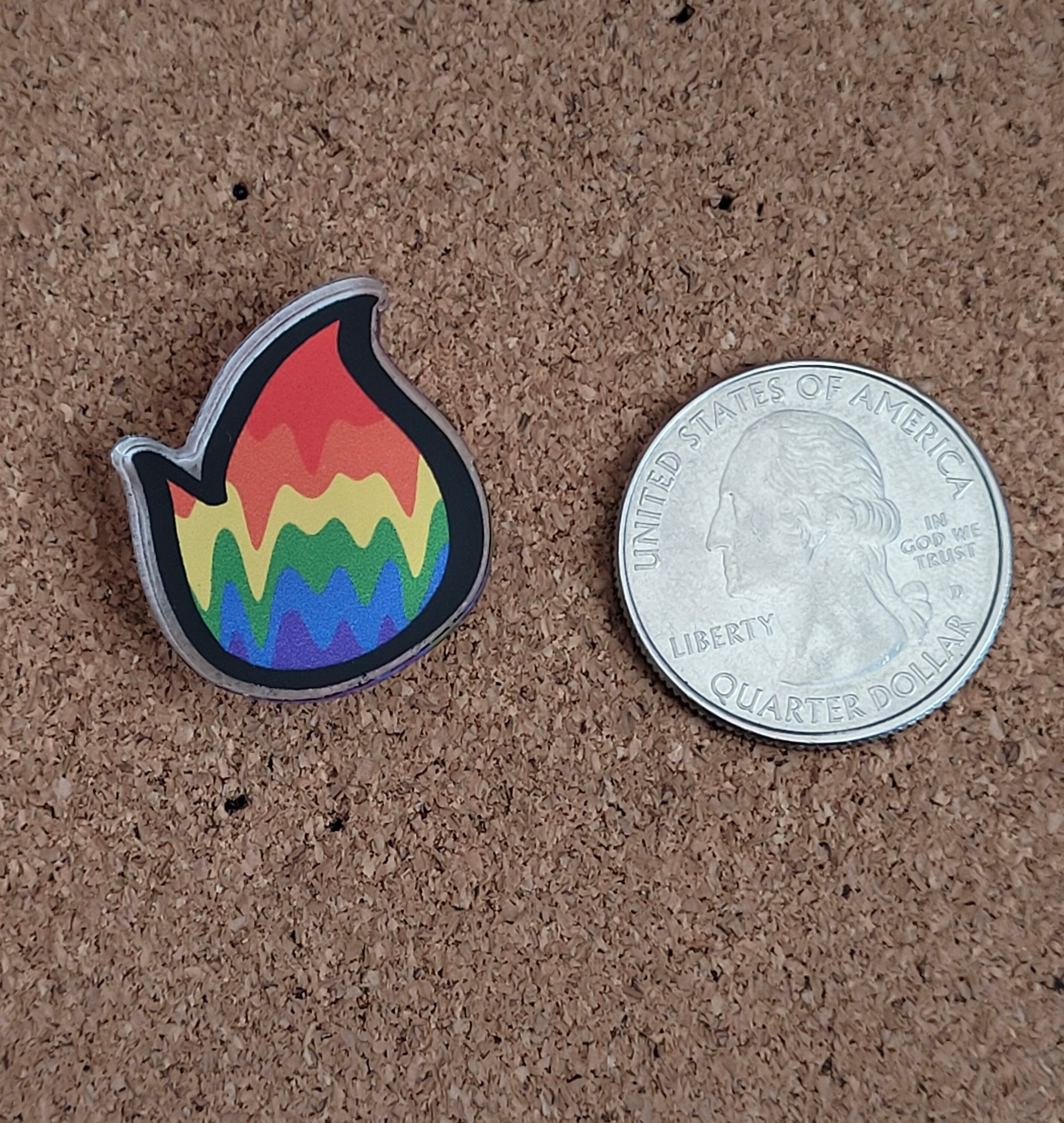Rainbow Flame Pin Lgbt Acrylic Pin Pride - Etsy