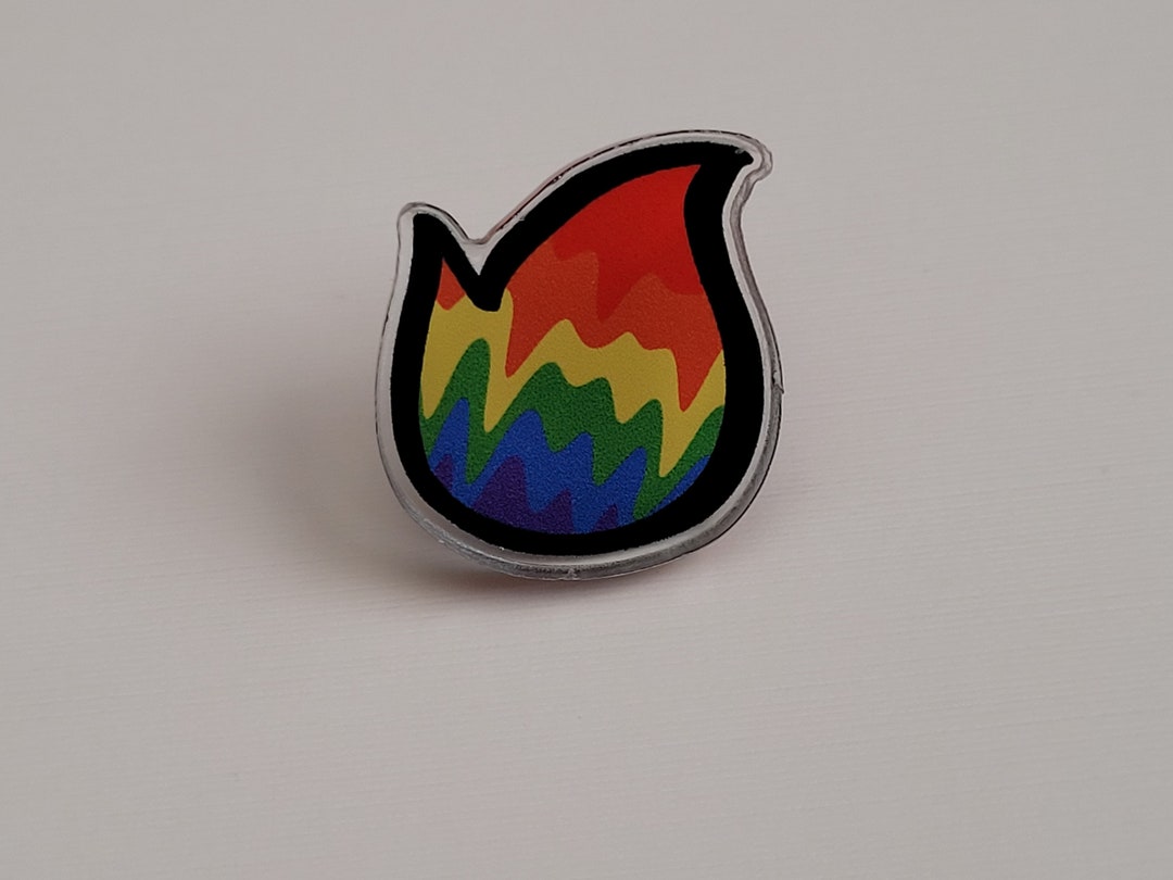Rainbow Flame Pin Lgbt Acrylic Pin Pride - Etsy