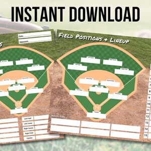 EDITABLE Baseball Softball Lineup Field Position Sheet Batting Order ...