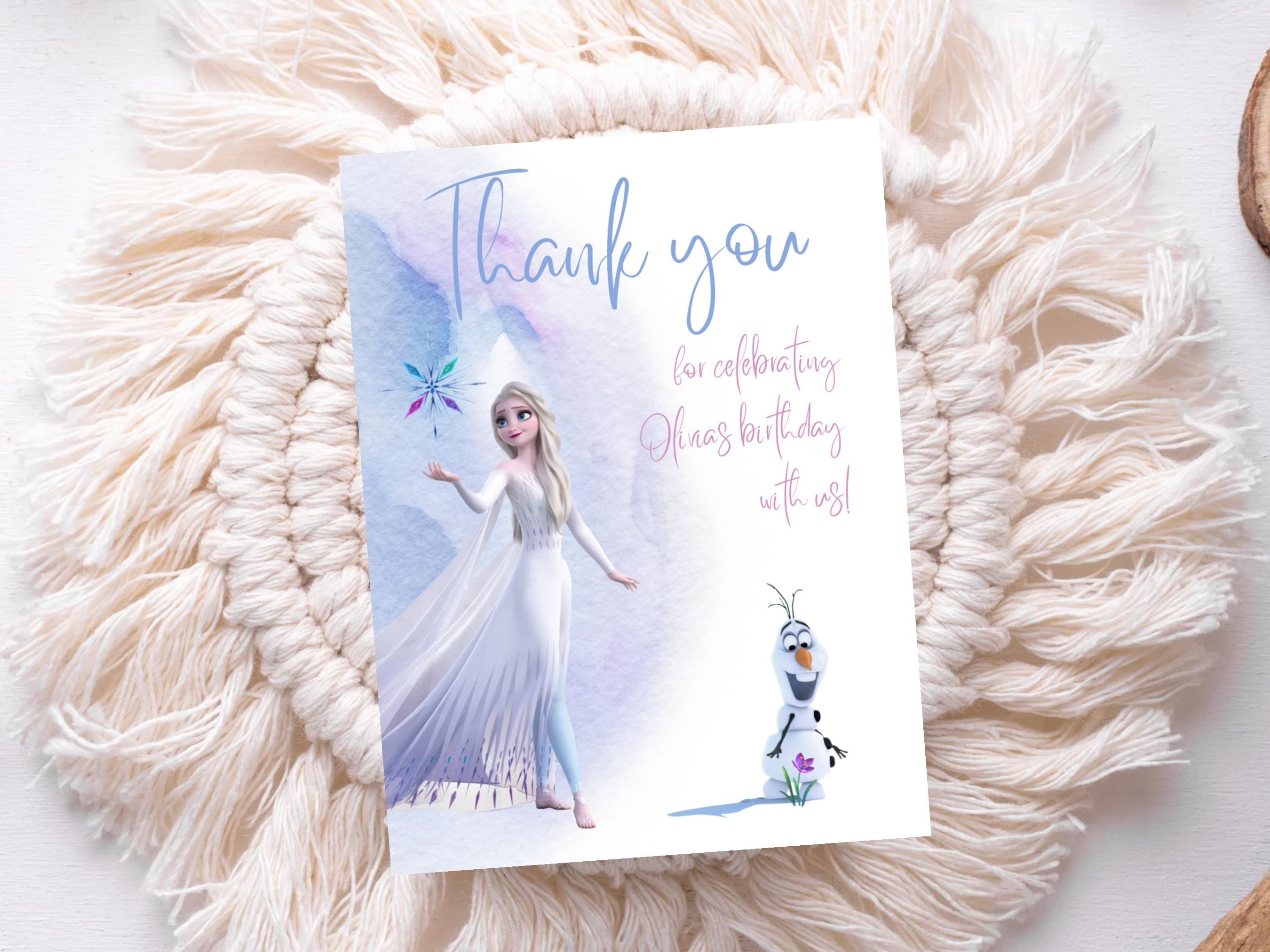 Editable Frozen Birthday Thank You Card Sign Template, Princess Elsa ...