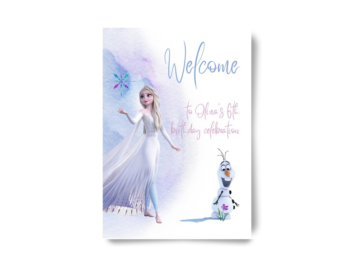 Editable Frozen Birthday Welcome Sign Template, Princess Elsa Girl ...