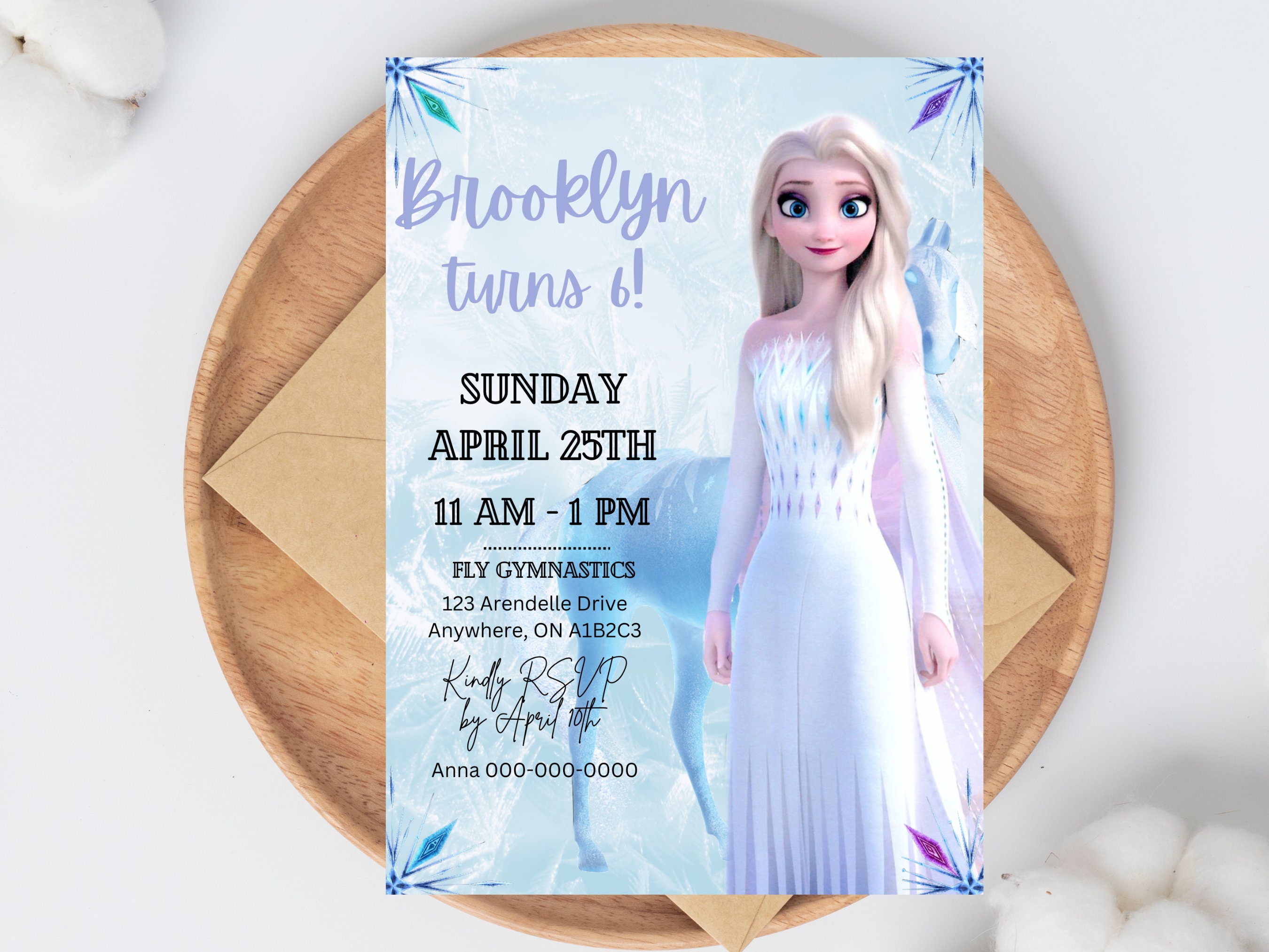 Editable Frozen Birthday Invitation Template, Princess Elsa Girl Invite ...