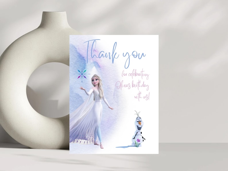 Editable Frozen Birthday Thank You Card, Elsa & Olaf (digital Download ...