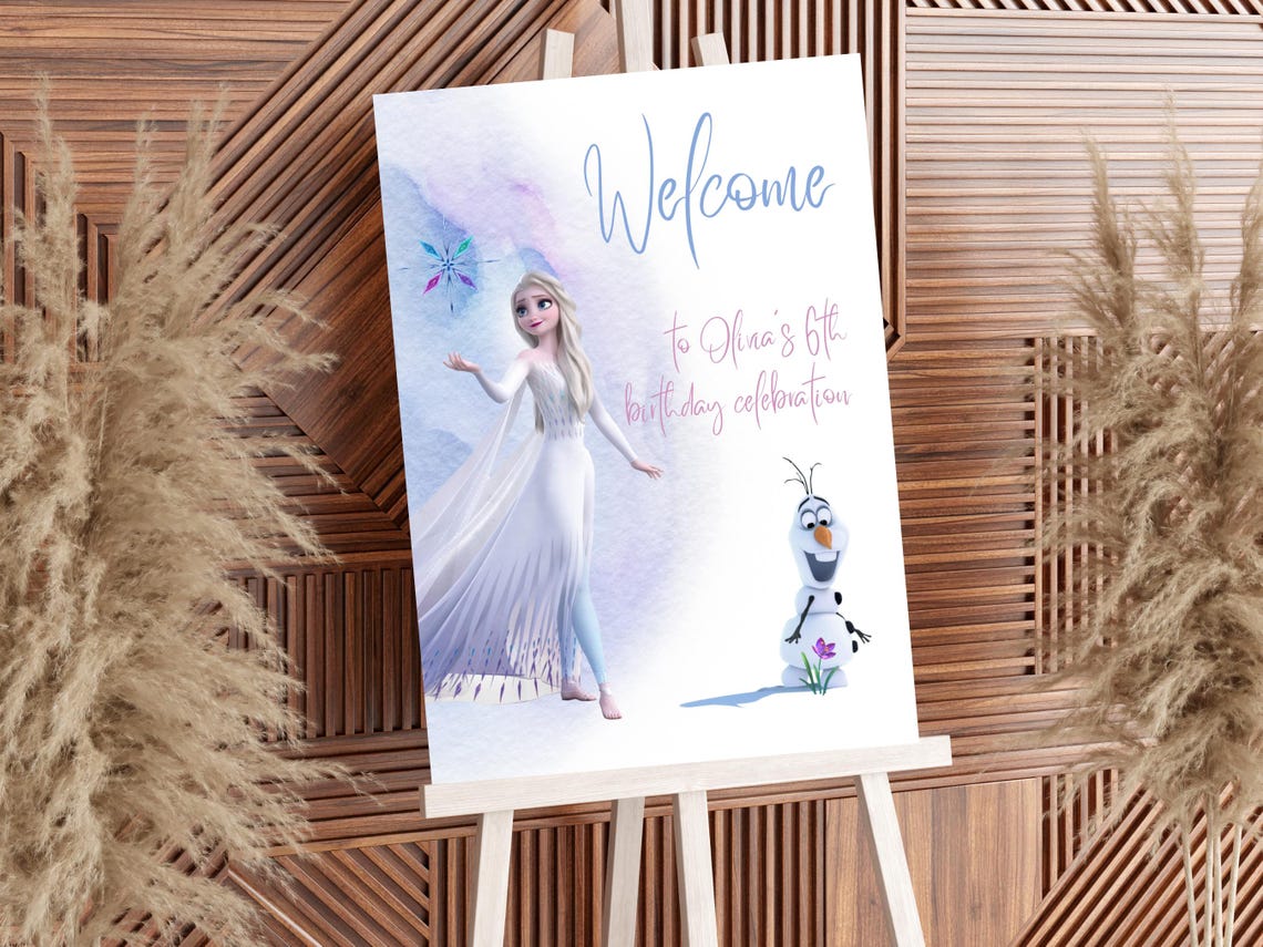 Editable Frozen Birthday Welcome Sign Template, Princess Elsa Girl ...