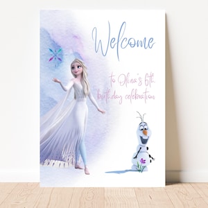 Editable Frozen Birthday Welcome Sign Template, Princess Elsa Girl ...