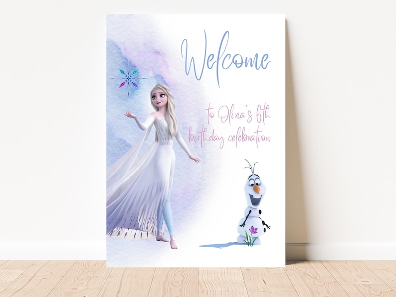 Editable Frozen Birthday Welcome Sign Template, Princess Elsa Girl ...